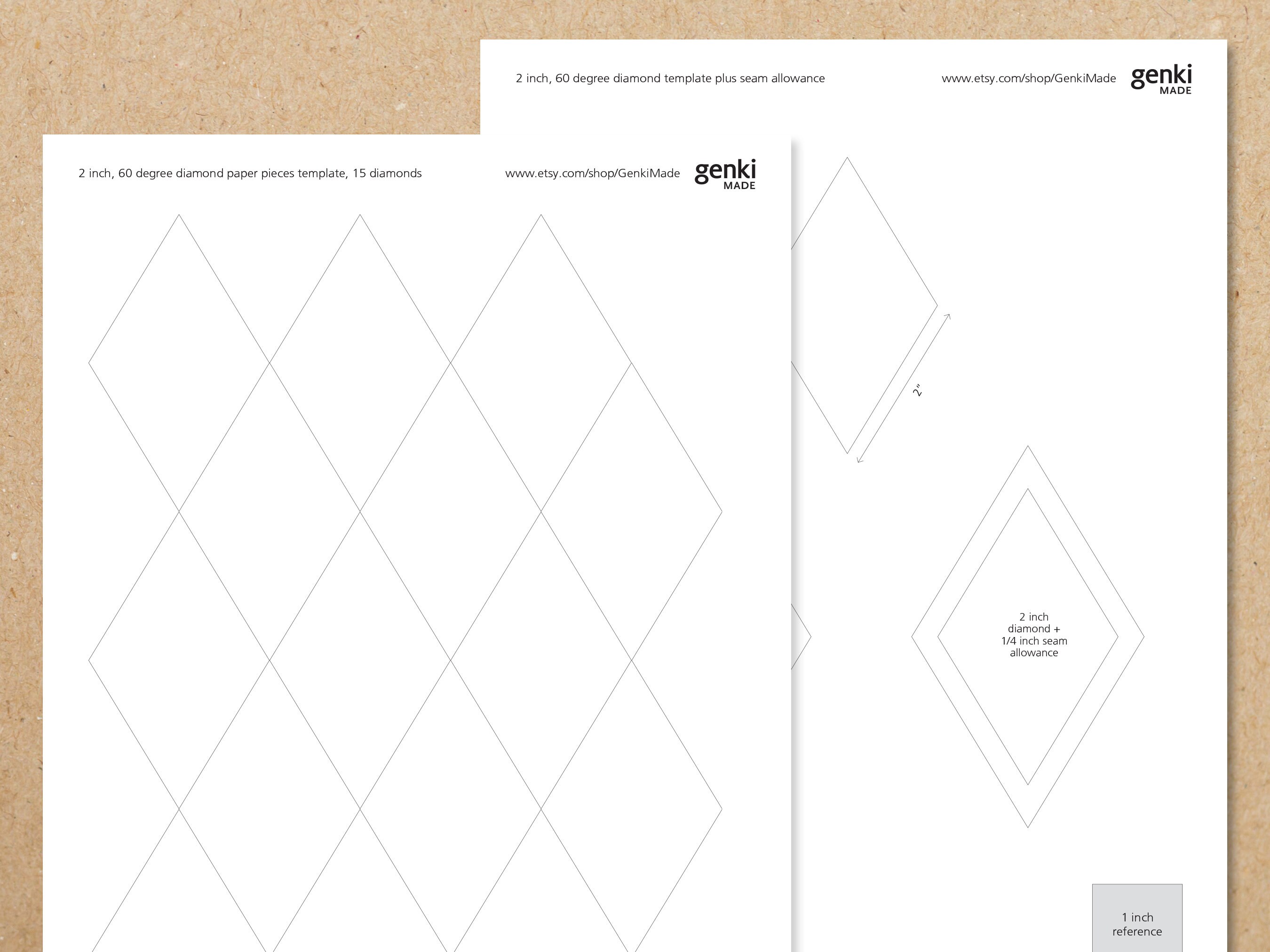 2 Inch Diamond 60 Degrees - English Paper Piecing (EPP) Instant ...