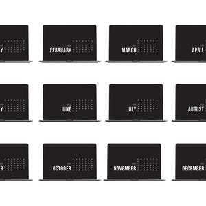 2025 Calendar Computer Desktop Wallpaper Set, 12 Pieces, Minimalist ...