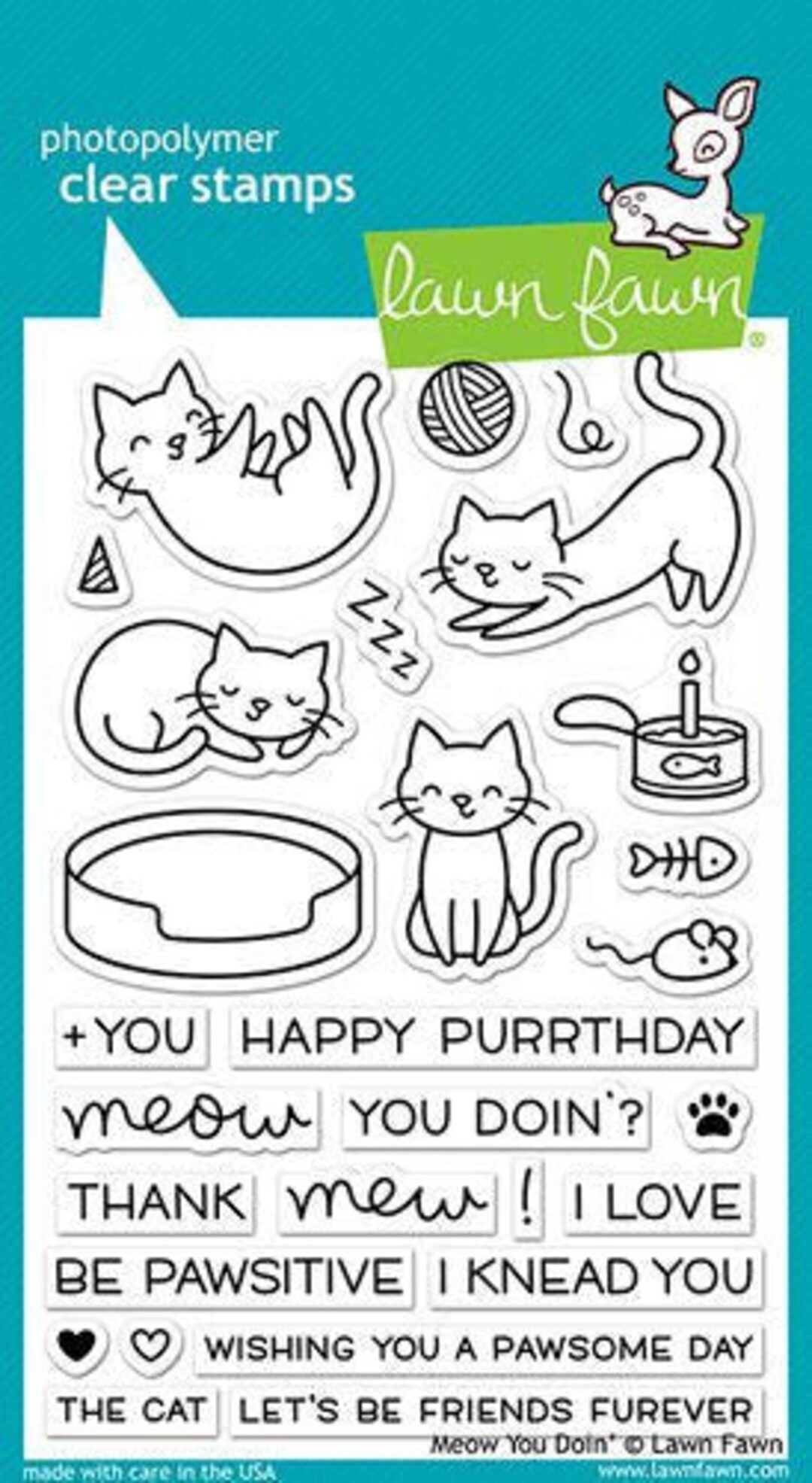 Lawn Fawn - Clear Acrylic Stamps - Meow You Doin' - Etsy