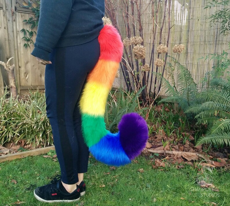 Rainbow Domestic Cat Costume Tail | Etsy