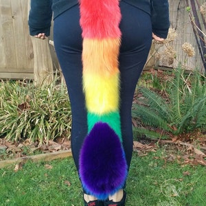 Rainbow Domestic Cat Costume Tail - Etsy
