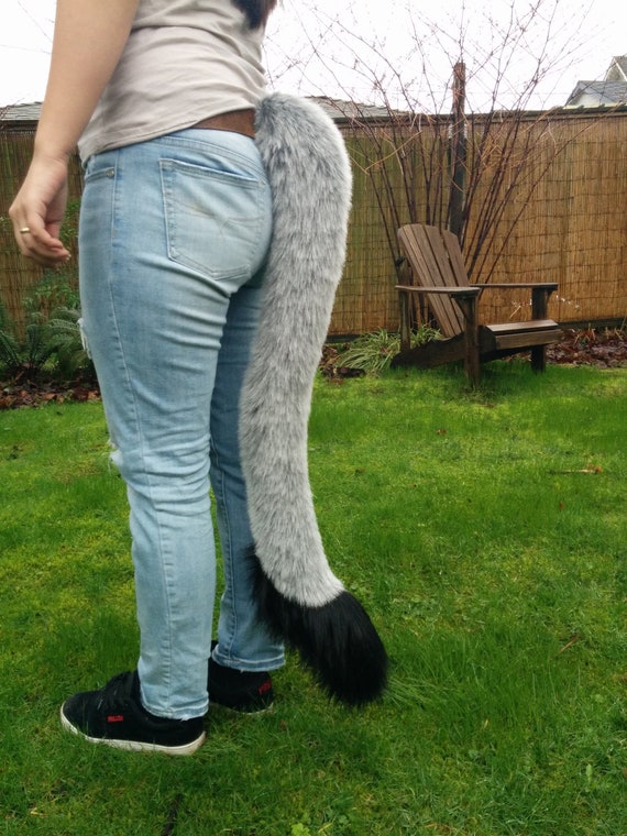 Grey and Black Tufted Tail - Etsy