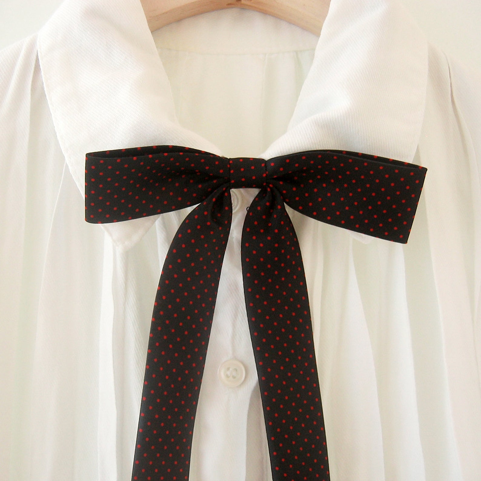 Red Dot Ribbon Tie: Adjustable Woman's Necktie - Etsy