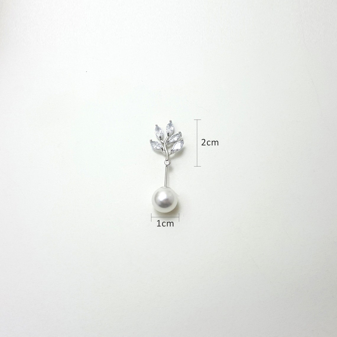 Silver Leaf Pearl Short Lapel Pin Silver Metal,pin Accessories Brooch ...