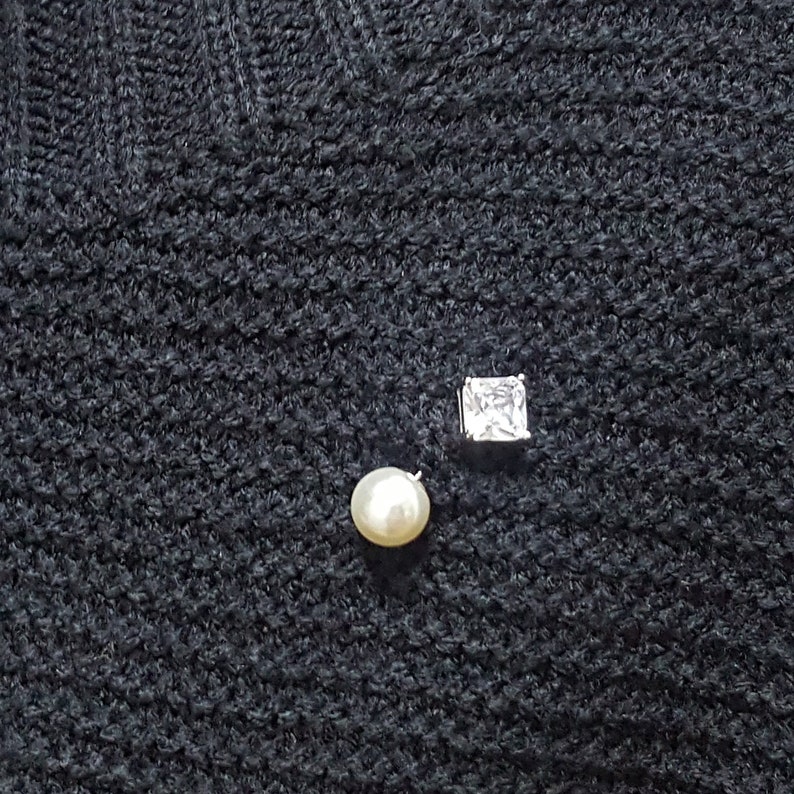 Chic Silver Square Pearl Short Lapel Pin Silver Metal,pin Accessories ...
