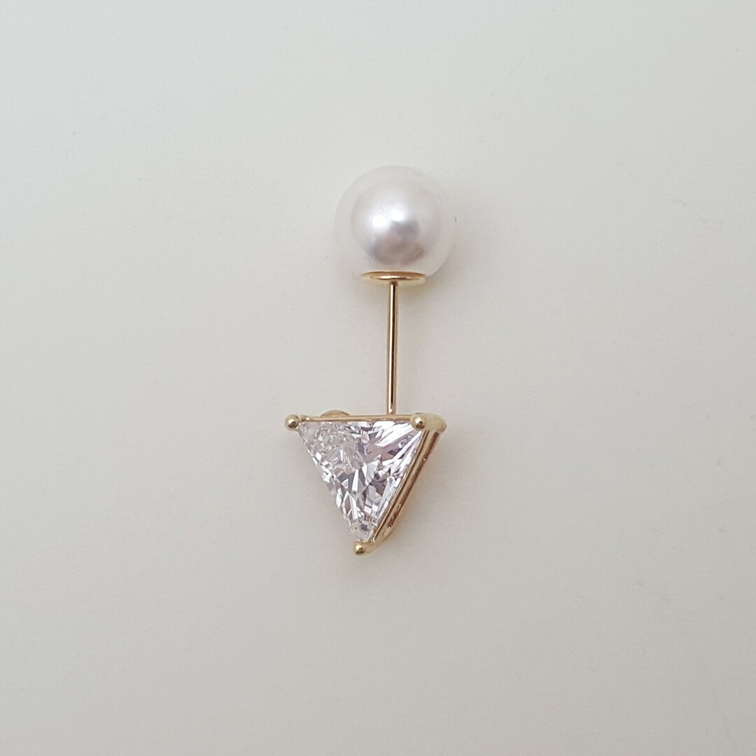 Elegant Gold Triangle Pearl Short Lapel Pin Gold Metal,pin Accessories ...