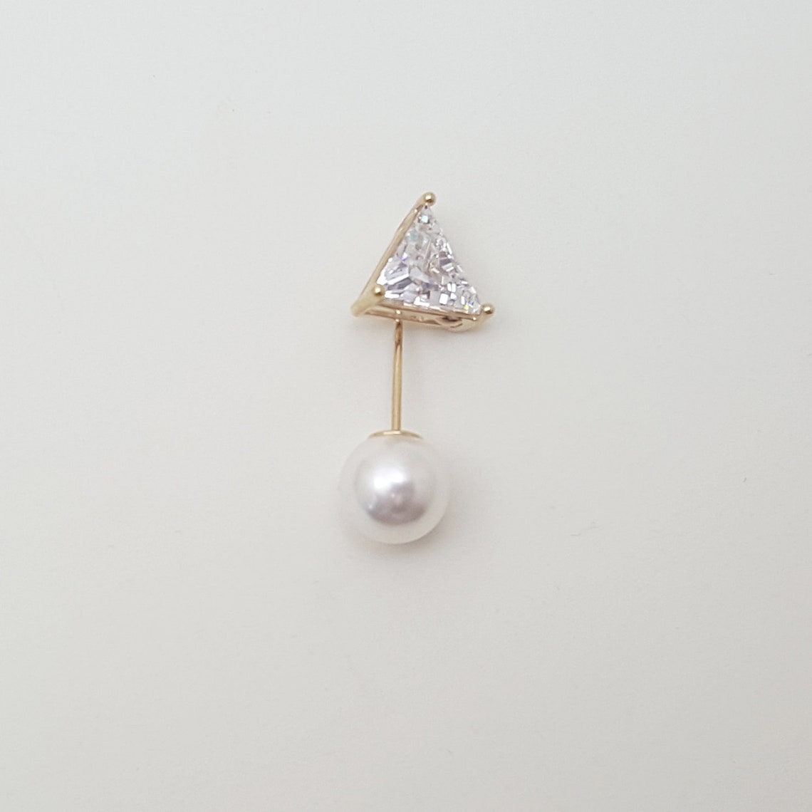 Elegant Gold Triangle Pearl Short Lapel Pin Gold Metal,pin Accessories ...