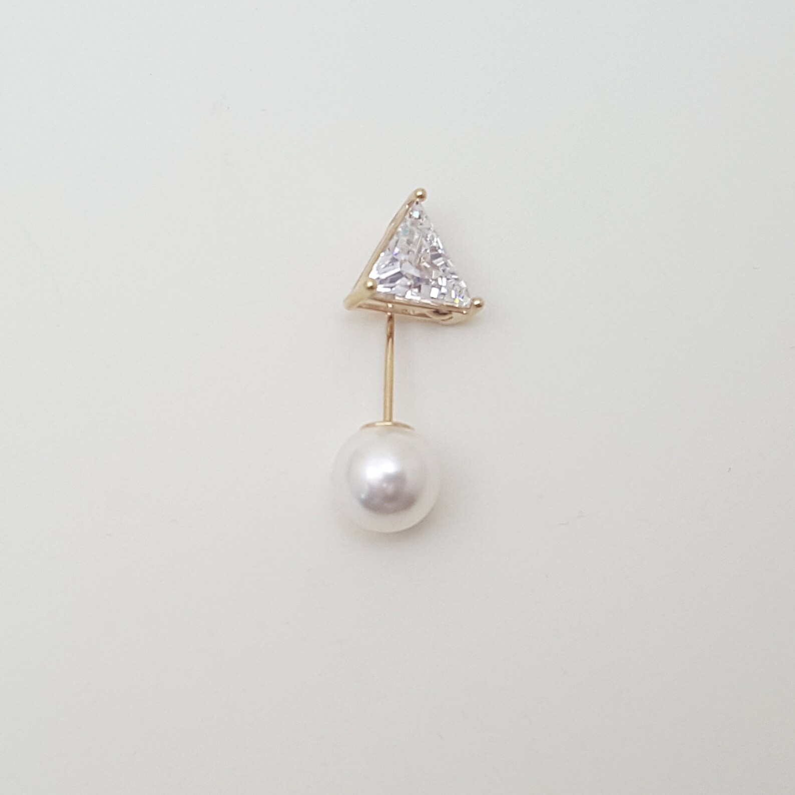 Elegant Gold Triangle Pearl Short Lapel Pin Gold Metal,pin Accessories ...
