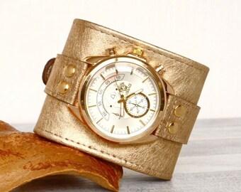 Leather cuff watch | Etsy