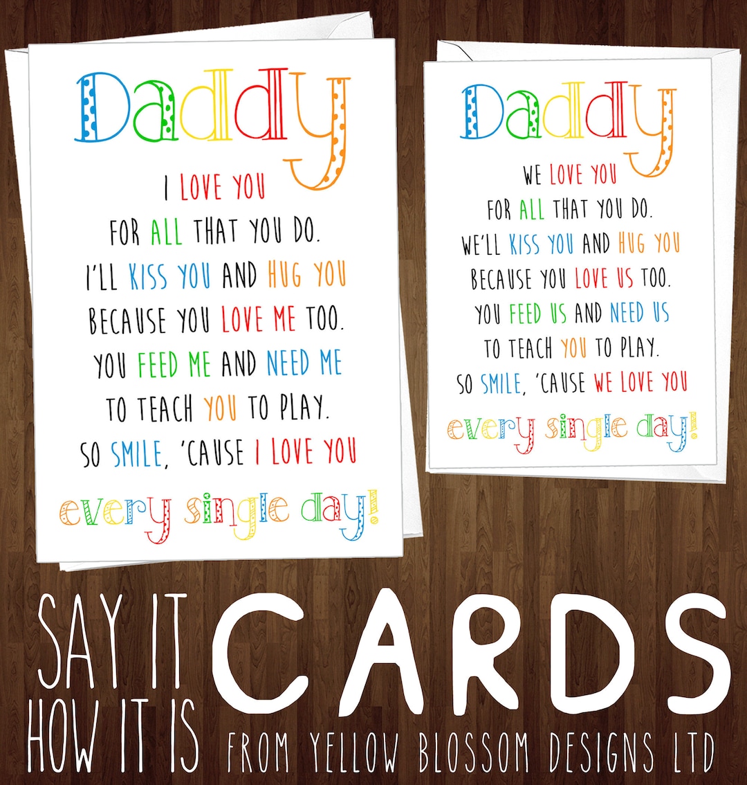 I Love You Daddy Card: Rainbow Colors, Father's Day, Birthday - Etsy