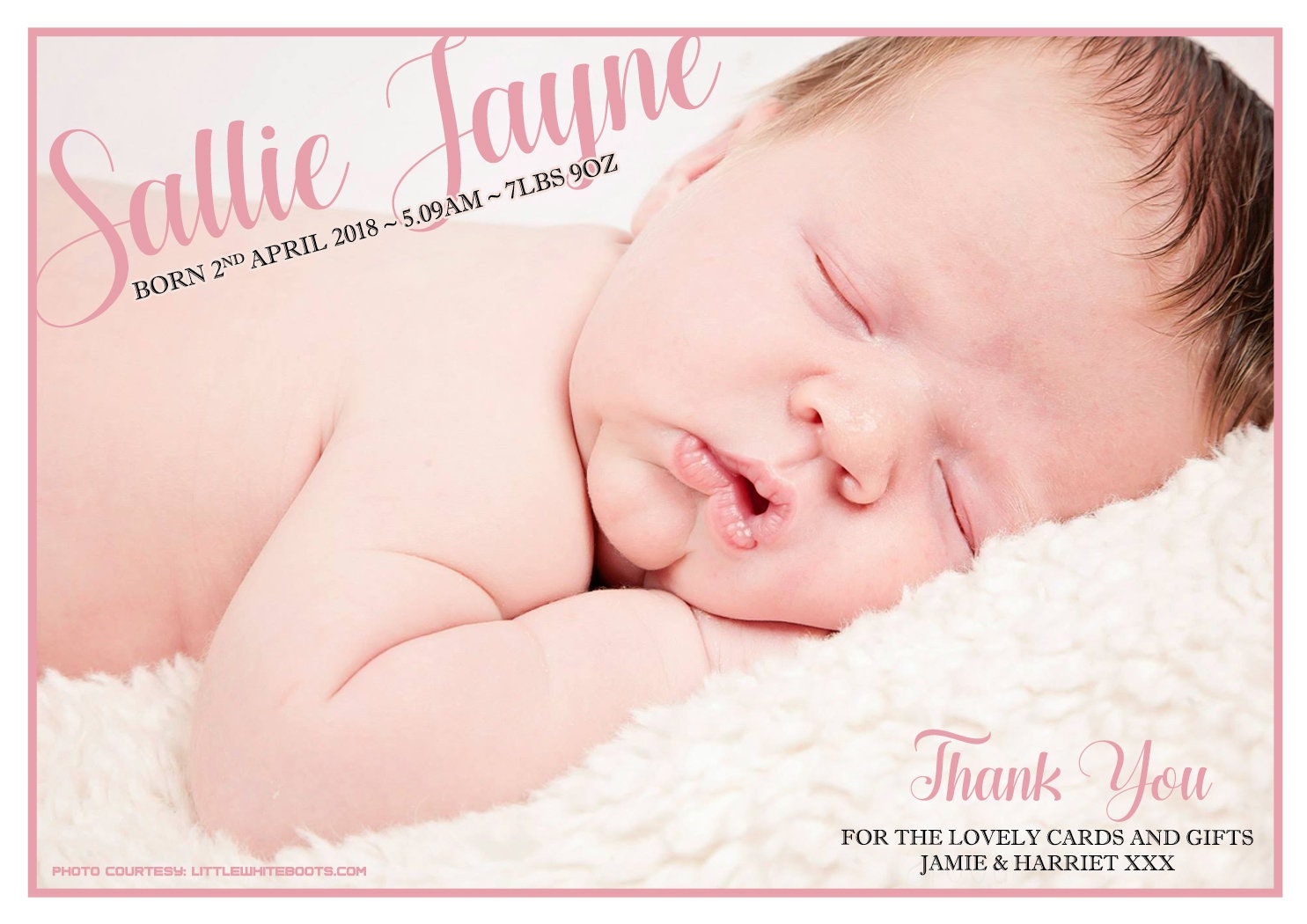 PRINTABLE DIGITAL DOWNLOADABLE Newborn Thank You Cards Announcement New ...