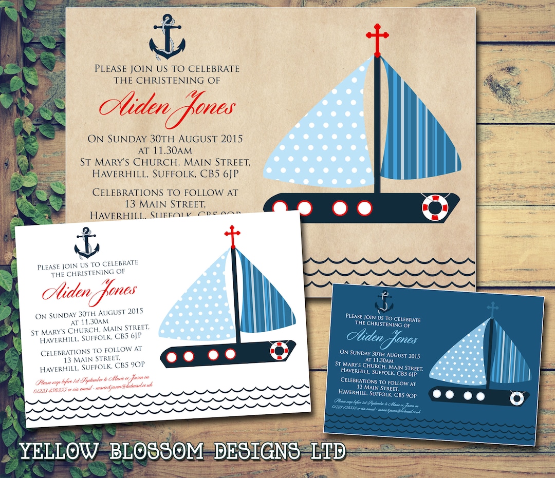 10 Rustic Nautical Boat Sailor Anchor Invites Joint Personalised ...