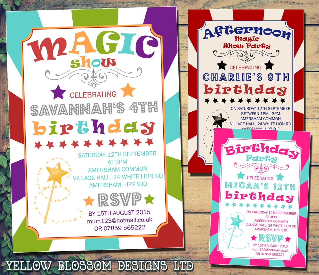 10 Magician Magic Show Party Invitations Birthday Invites - Etsy