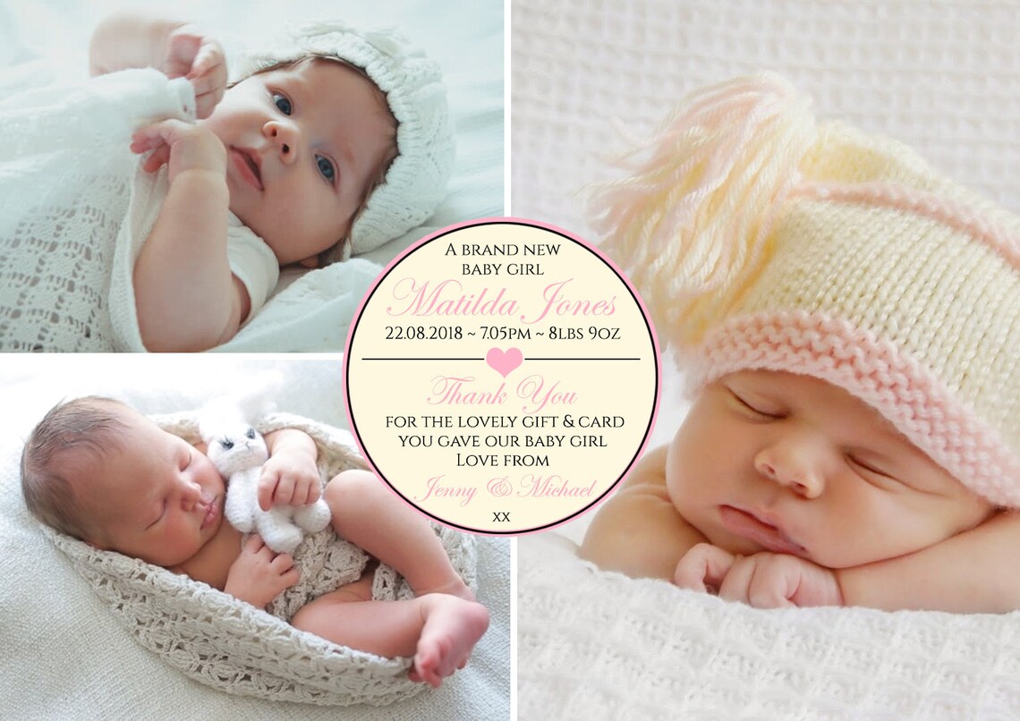 10 Multiple Photo Birth Baby New Born Announcement Thank You - Etsy UK