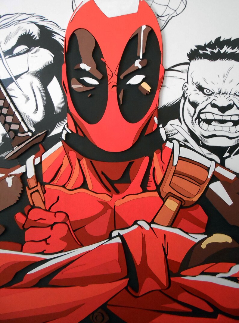 Deadpool Wall Art, Deadpool Wood Wall Art, 3D Wall Decor, Scroll Saw ...