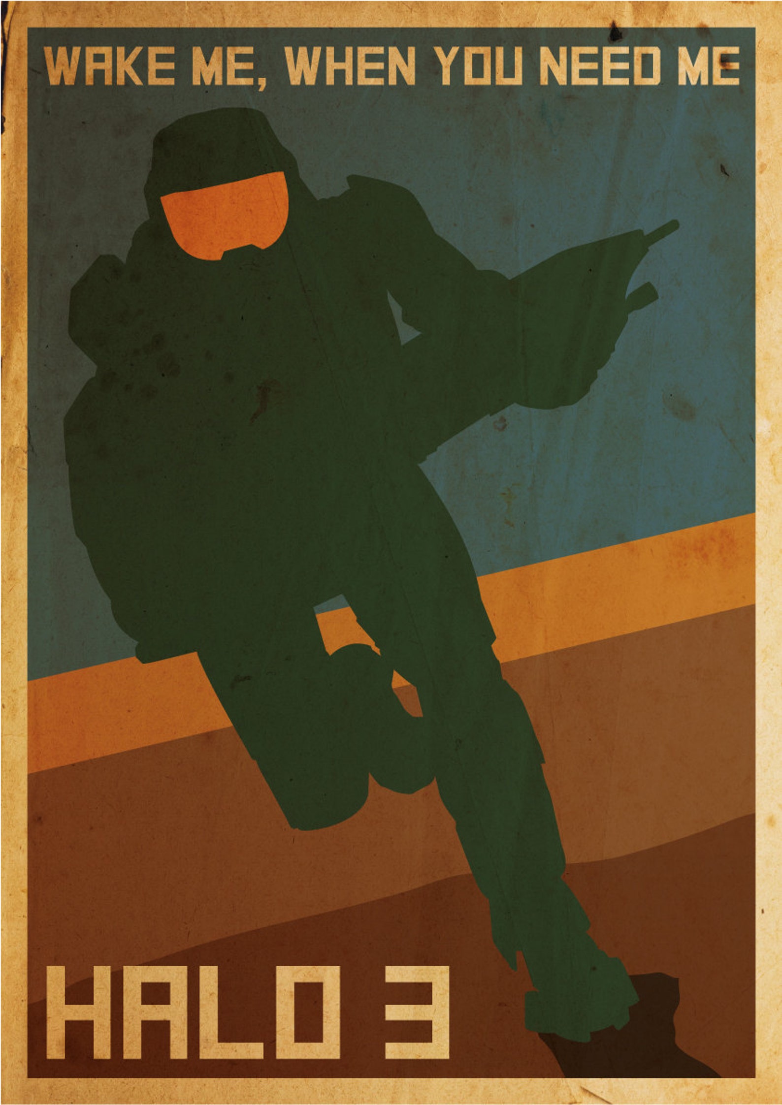 Halo 3 Retro Poster, Halo 3 Digital Art Print Poster, Framed Print ...