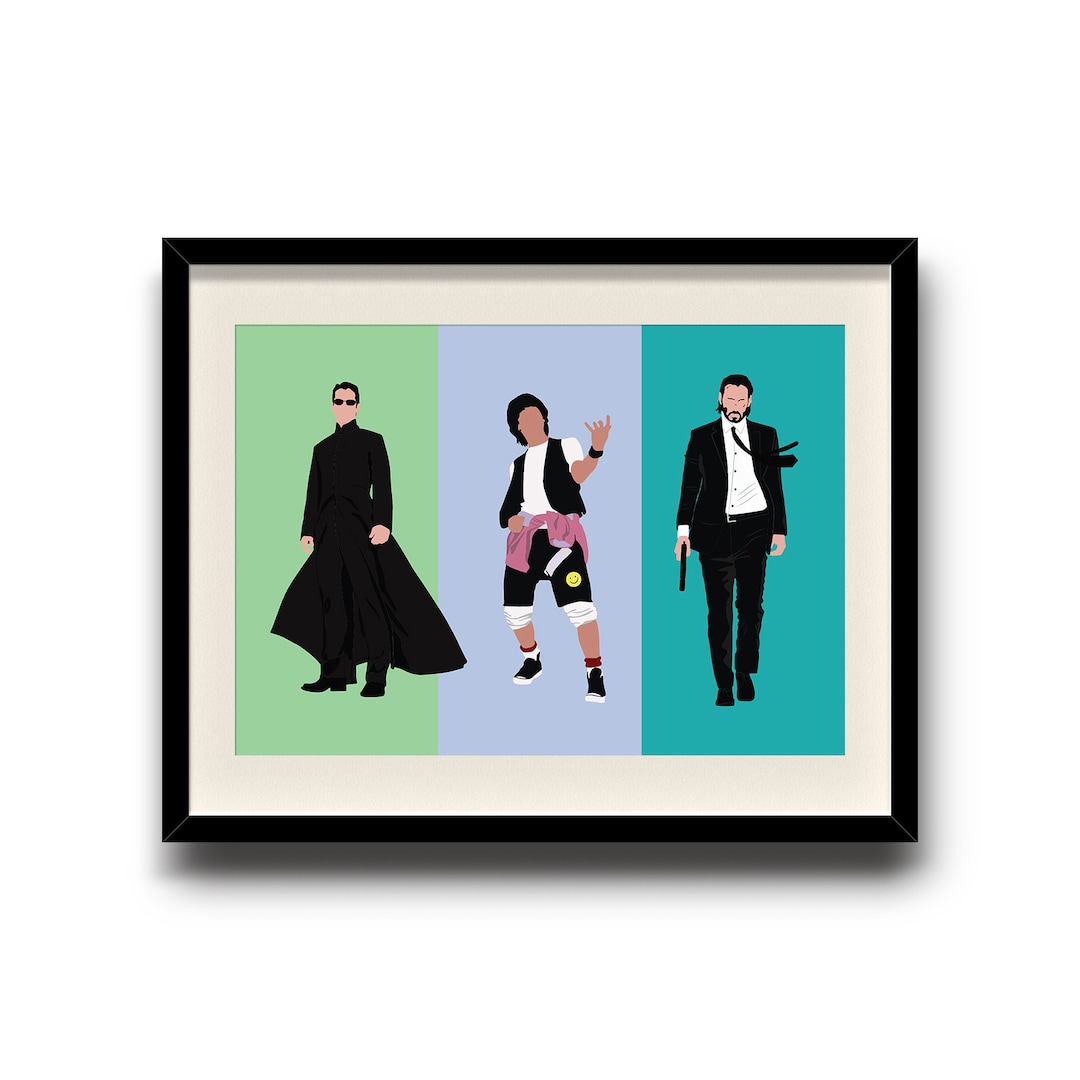 Keanu Reeves' Famous Roles Minimalist Print Poster, Keanu Reeves ...