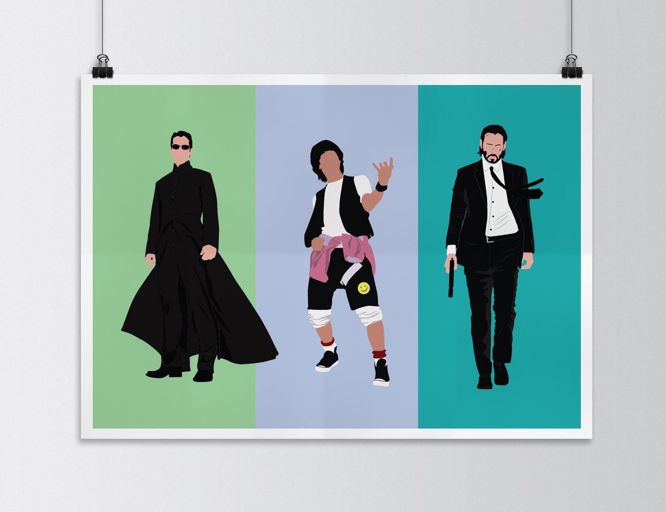 Keanu Reeves' Famous Roles Minimalist Print Poster, Keanu Reeves ...