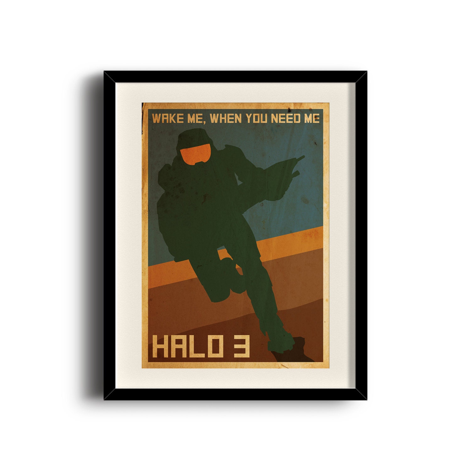 Halo 3 Retro Poster, Halo 3 Digital Art Print Poster, Framed Print ...