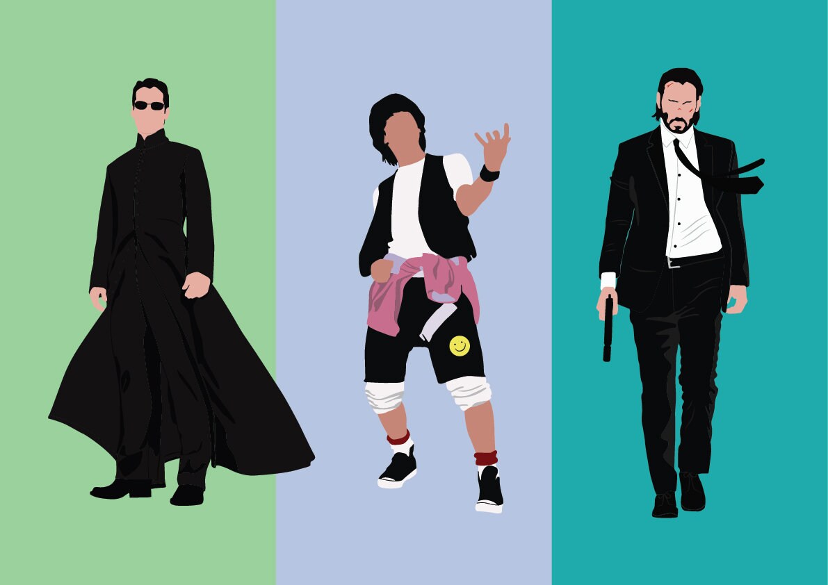 Keanu Reeves' Famous Roles Minimalist Print Poster Keanu | Etsy