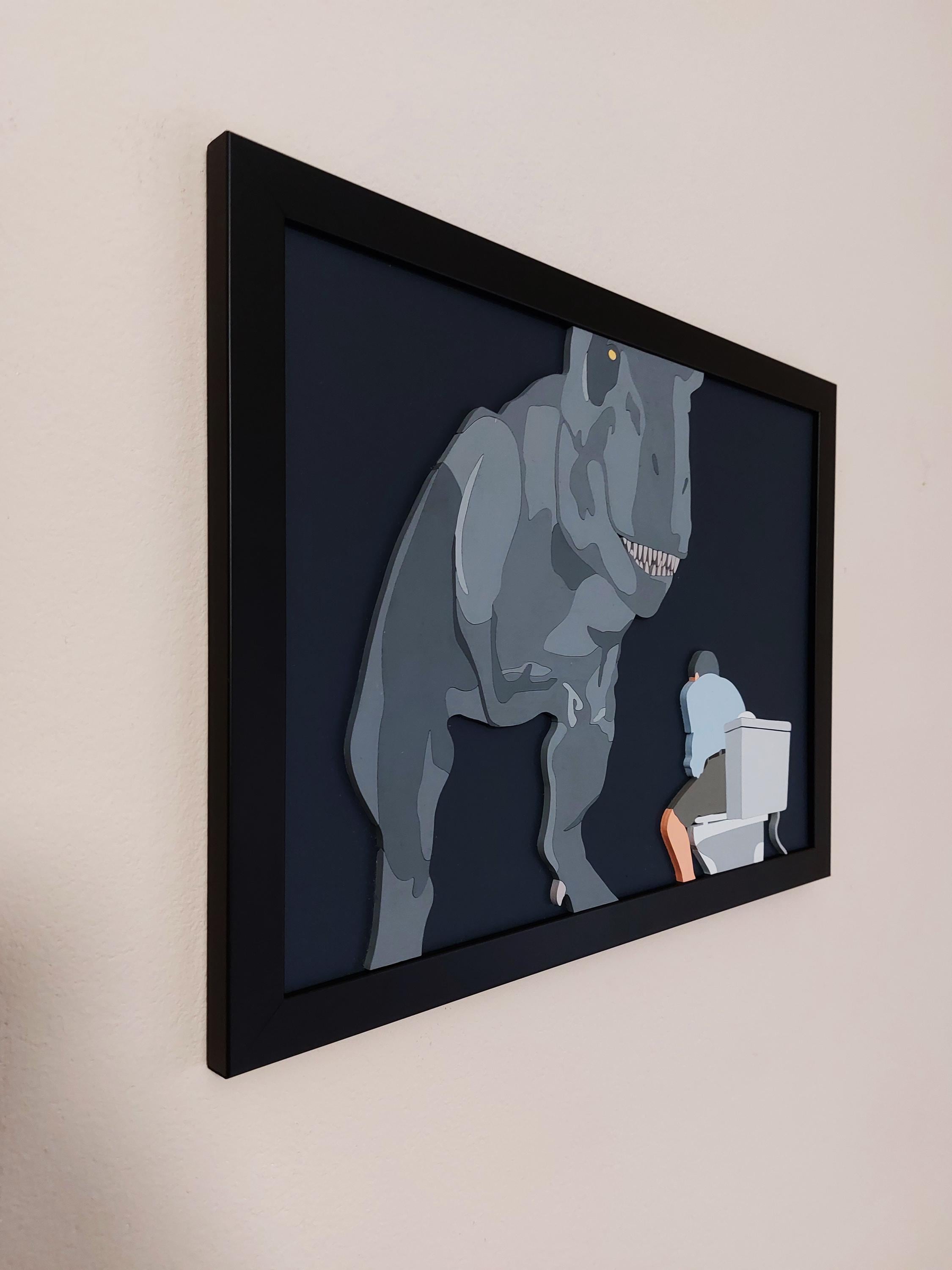 Jurassic Park Toilet Scene Wall Art Decor, 3D Jurassic Park Framed Wall ...