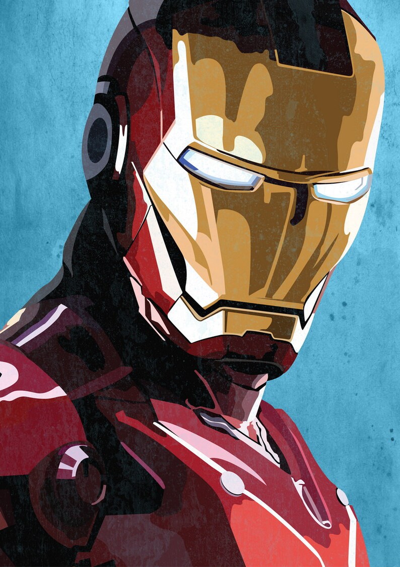 Iron Man Print Poster Tony Stark Digital Art Poster Framed - Etsy