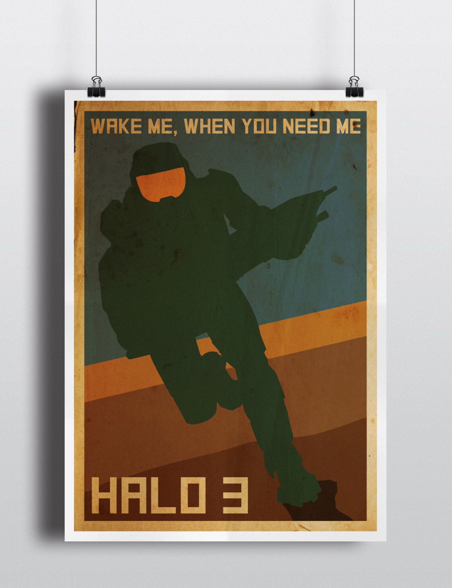 Halo 3 Retro Poster, Halo 3 Digital Art Print Poster, Framed Print ...