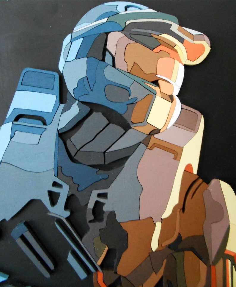 Halo 3 Art Portrait, 3D Wall Decor, Scroll Saw Art, Wood Art, 3D Art ...
