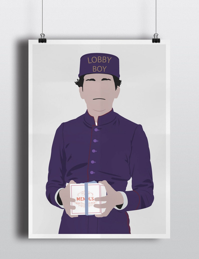 The Grand Budapest Hotel, Zero Lobby Boy Print Poster, Digital Art ...