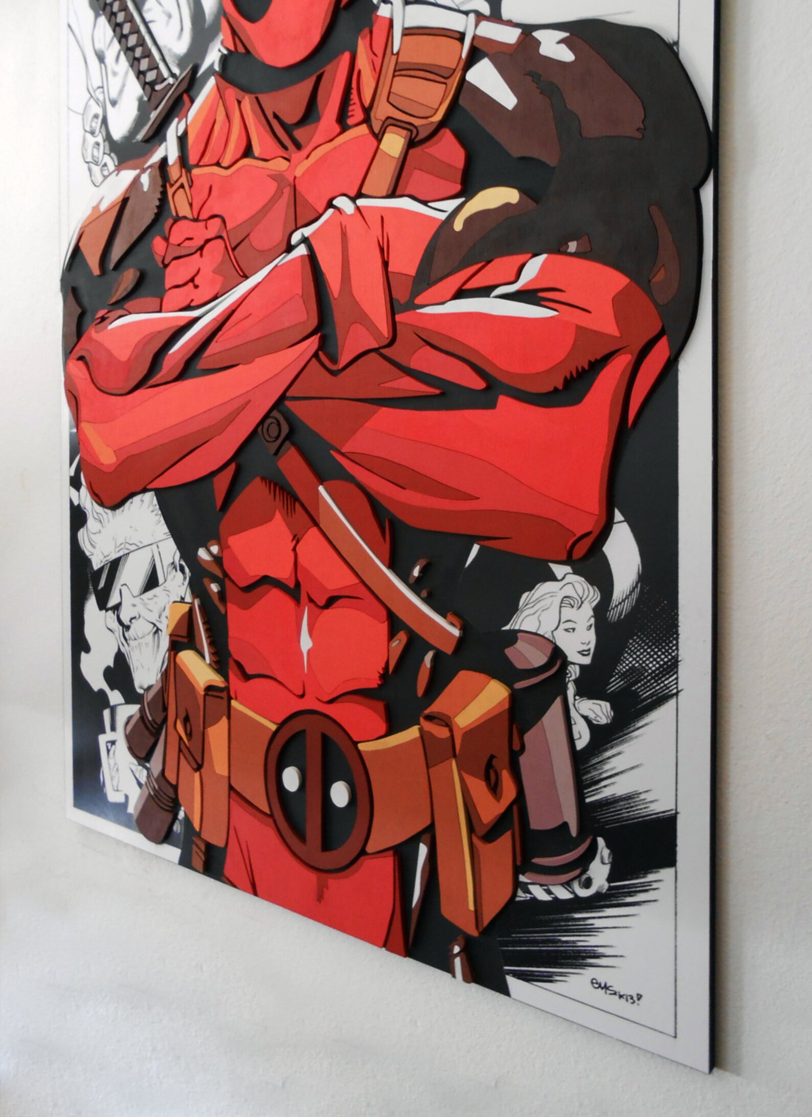 Deadpool Wall Art, Deadpool Wood Wall Art, 3D Wall Decor, Scroll Saw ...