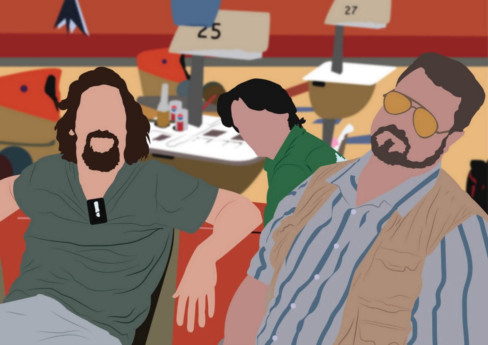 Big Lebowski, Dude, Walter and Donny Minimalist Print Poster, Big ...