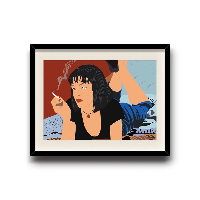Pulp Fiction Mia Wallace Print Poster Pulp Fiction Digital Art Poster Framed Print Matted