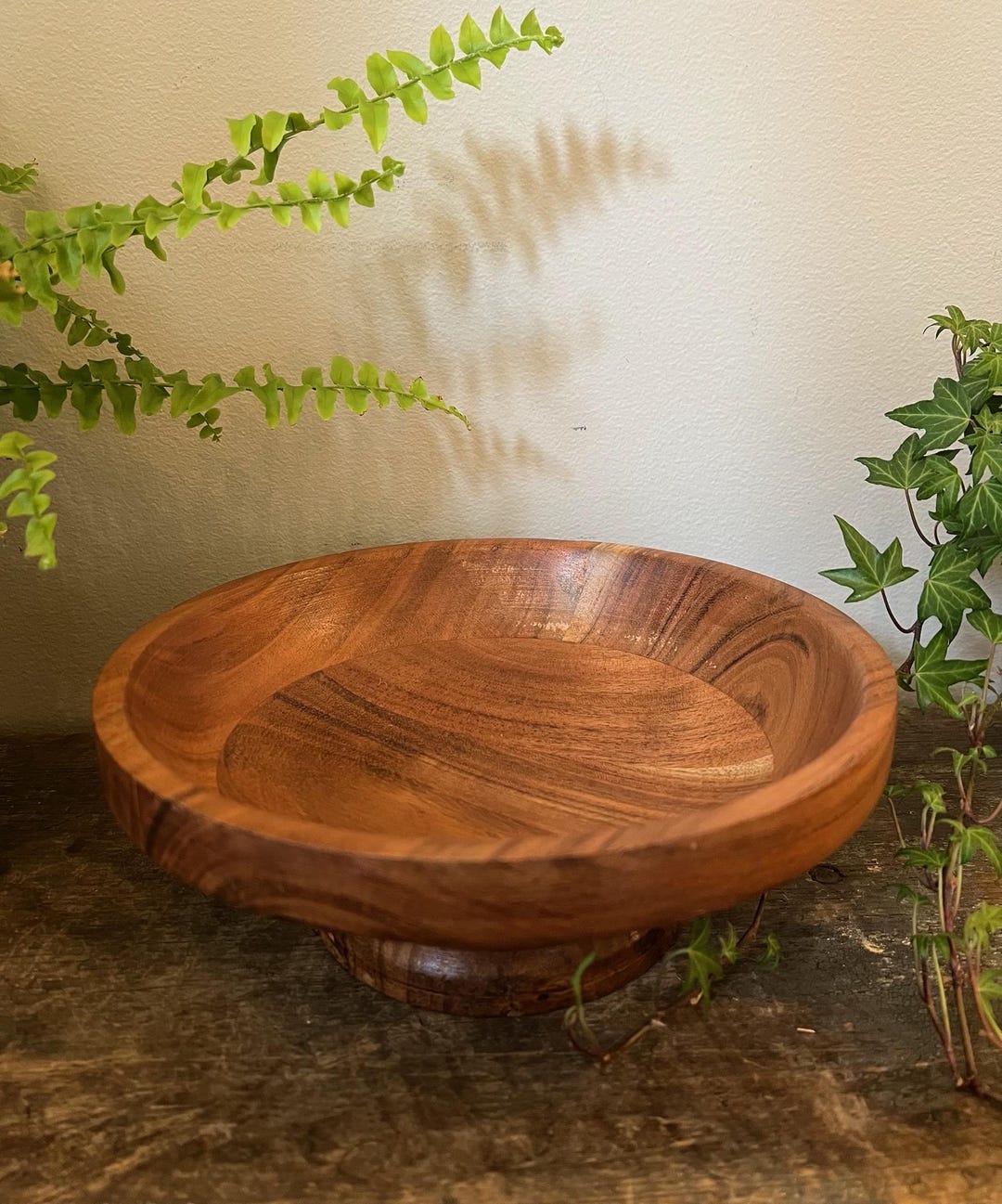 Handcrafted Wooden Pedestal Bowl (9 Inch) - Etsy