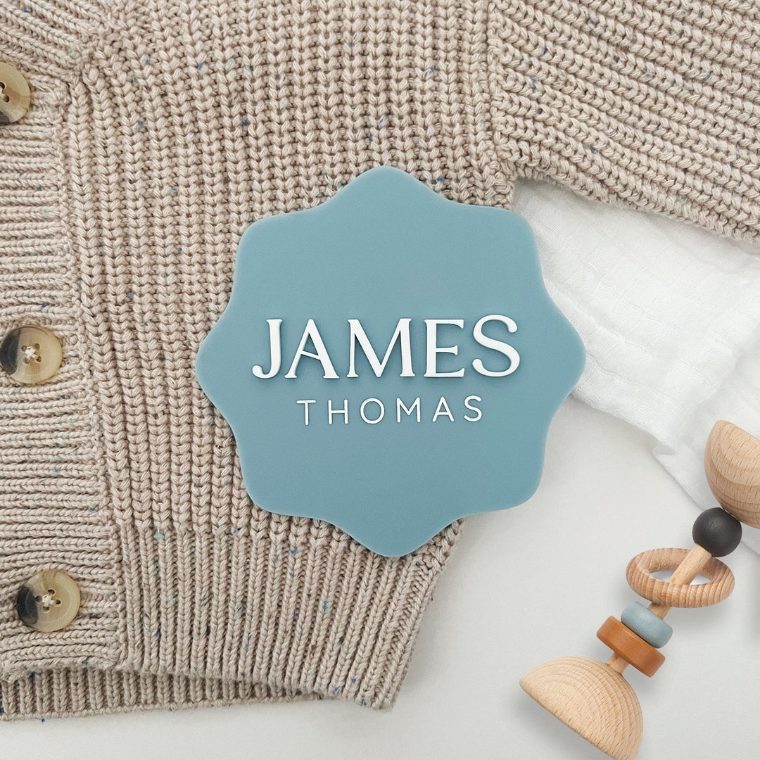 Wavy Baby Name Birth Announcement Acrylic Plaque Nursery & Kids Decor ...