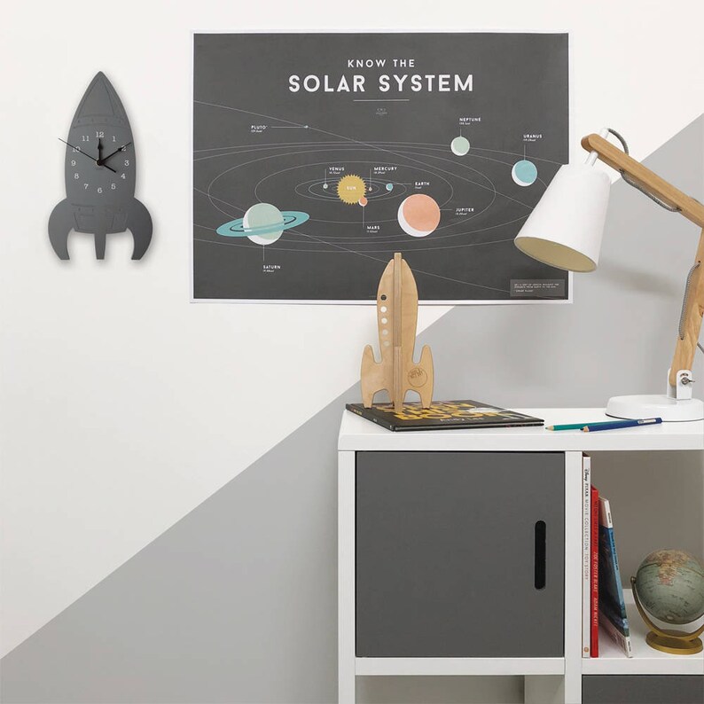 Rocket Clock Wall Clock Laser Cut Nursery & Kids Decor - Etsy
