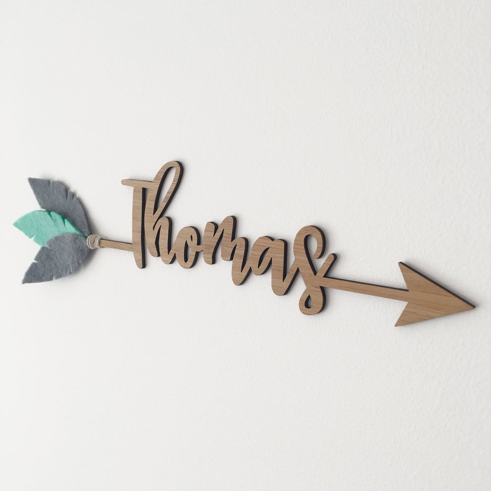 Custom Arrow Name Sign Laser Cut Nursery & Kids Decor | Etsy