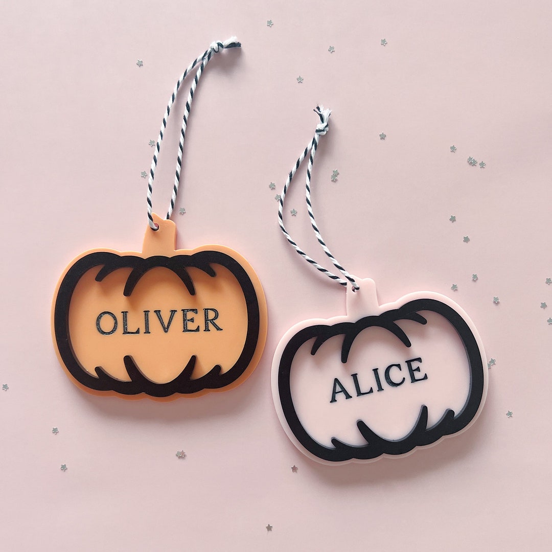 Halloween Pumpkin Name Tag Halloween Bucket Tag Trick or Treat Tag - Etsy