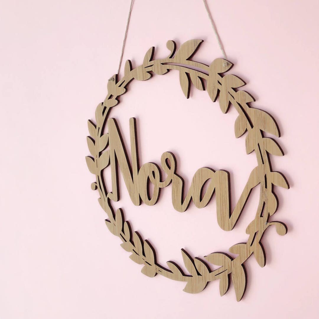 Botanical Wreath Name Sign | Nursery & Kids Decor - Etsy