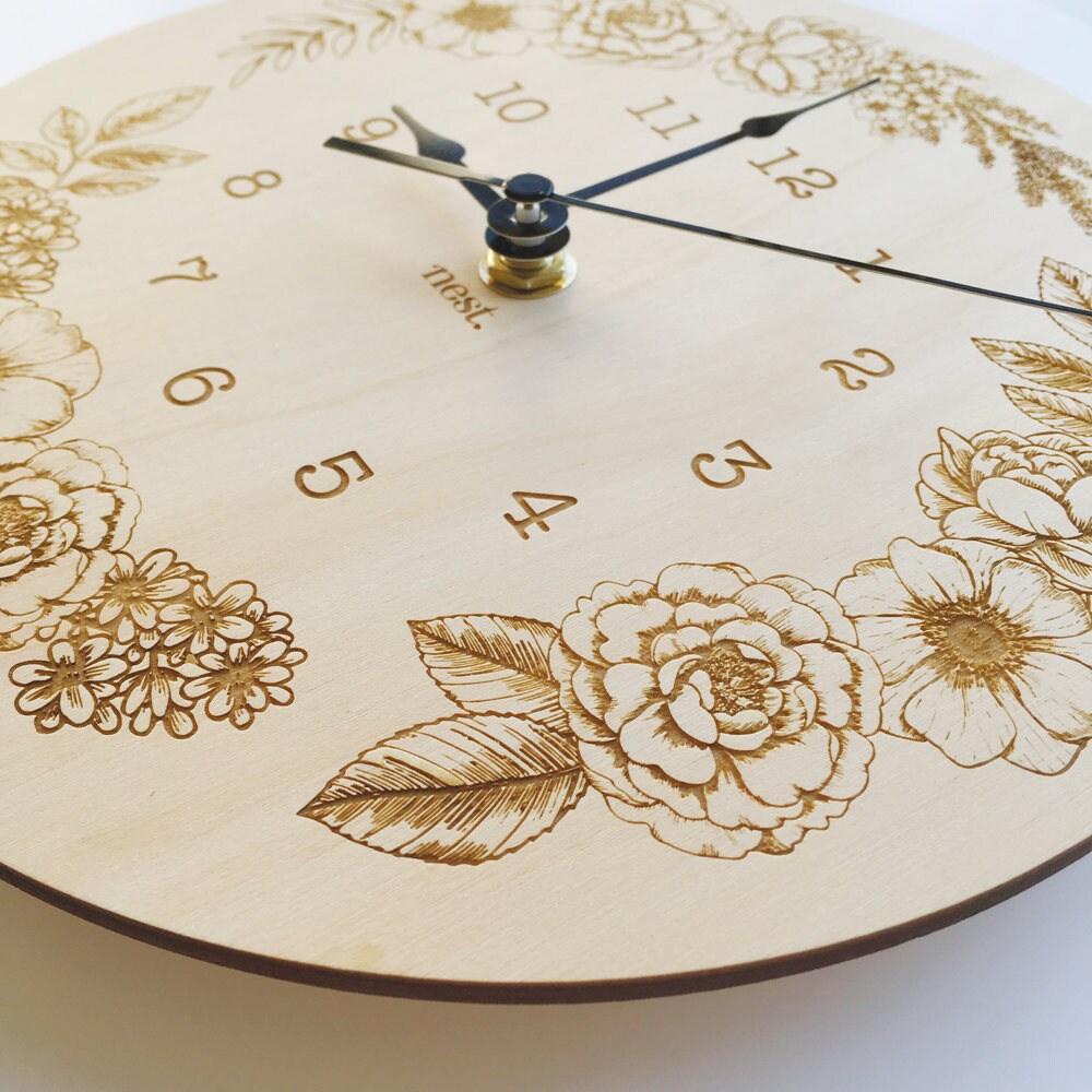 Flower Clock Wall Clock Laser Cut Nursery & Kids Decor - Etsy
