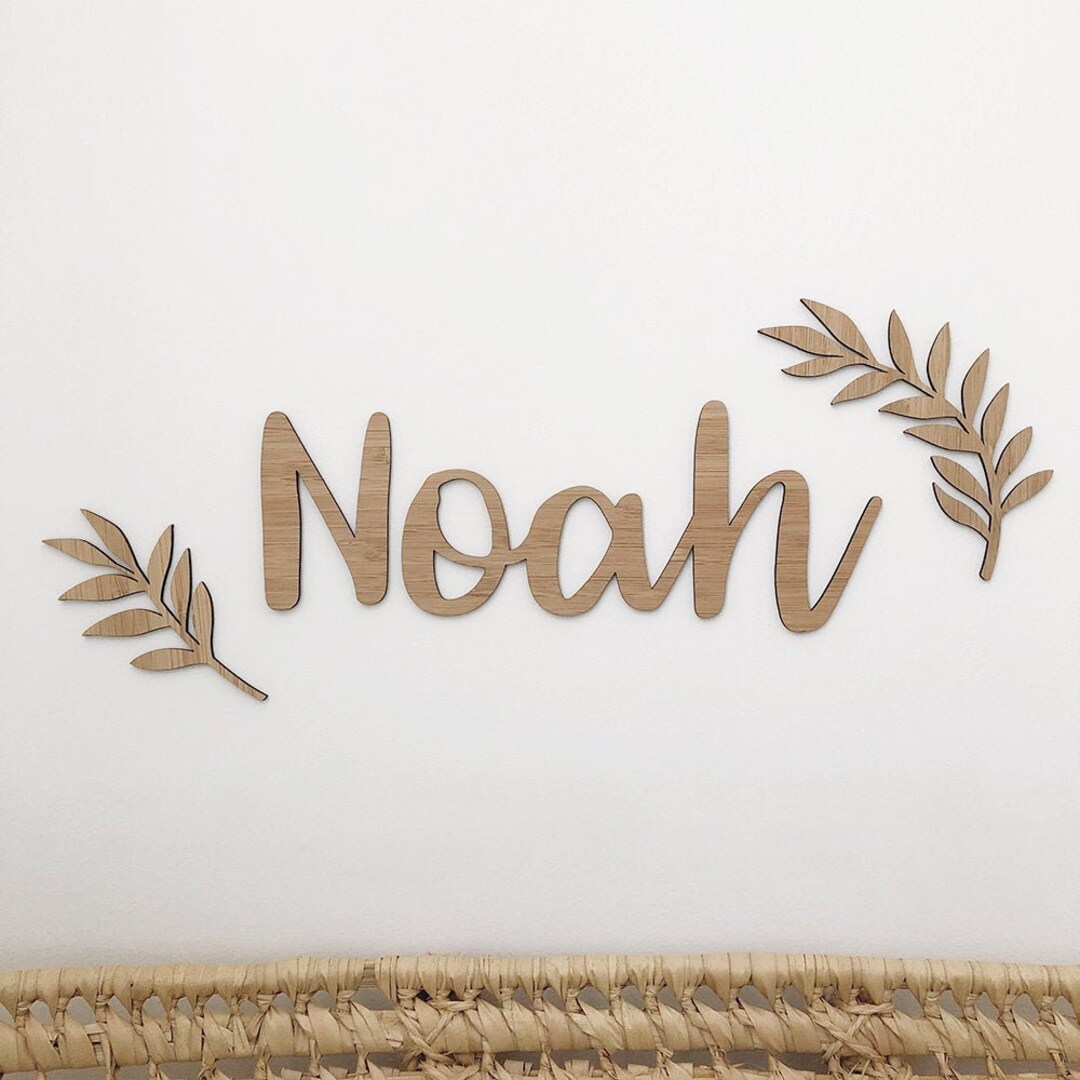 Kids Wood Name Plaque | Custom Laser Cut Nursery Name Sign | Baby Name ...
