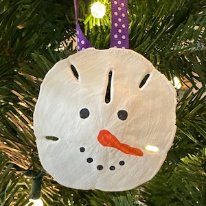 Adorable Large Sand Dollar Snowman Face Ornament - Etsy