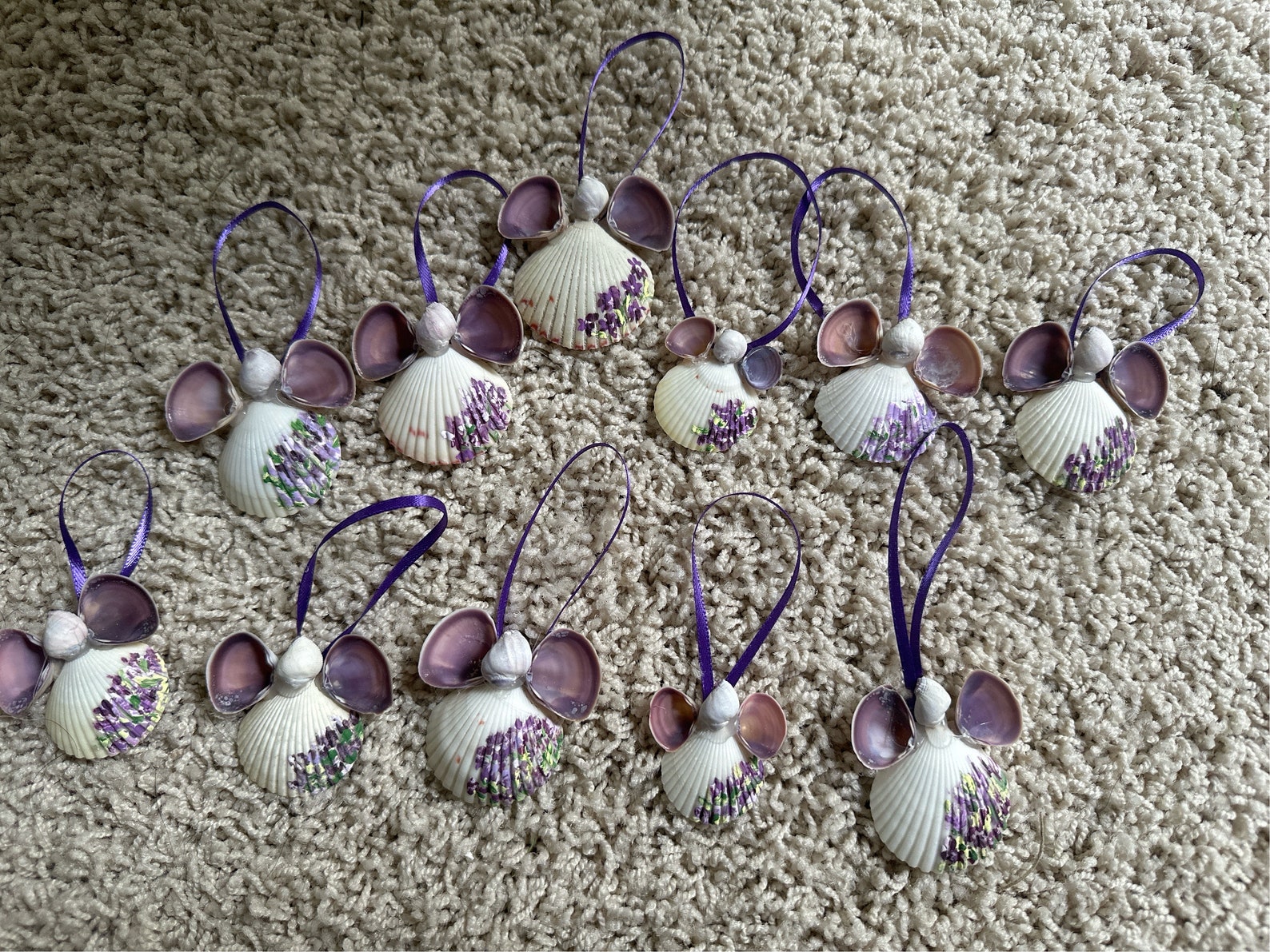 Purple Painted Flower Cockle Angel - Etsy