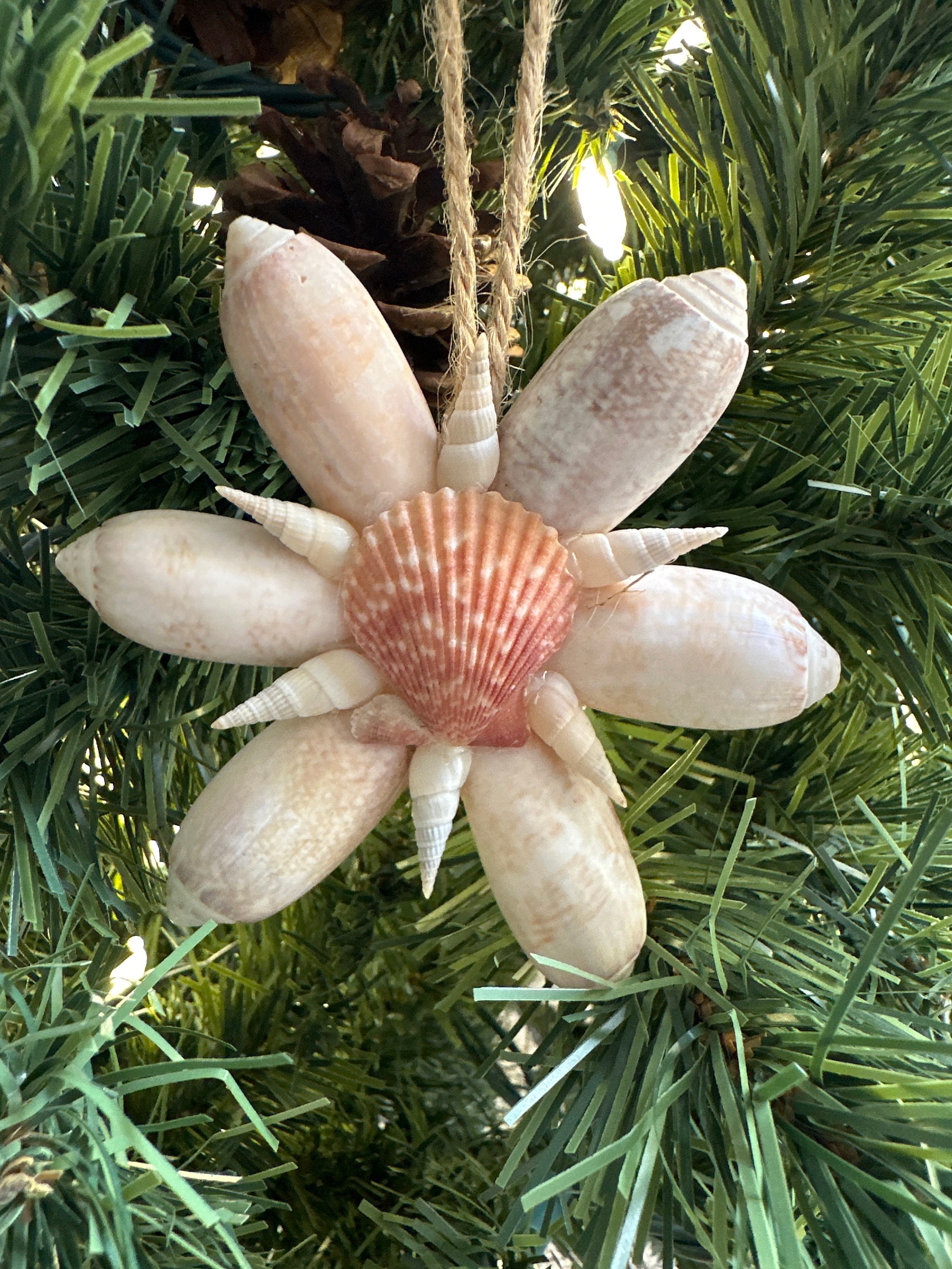 Olive, Scallop, and Augur Shell Flower Ornament - Etsy