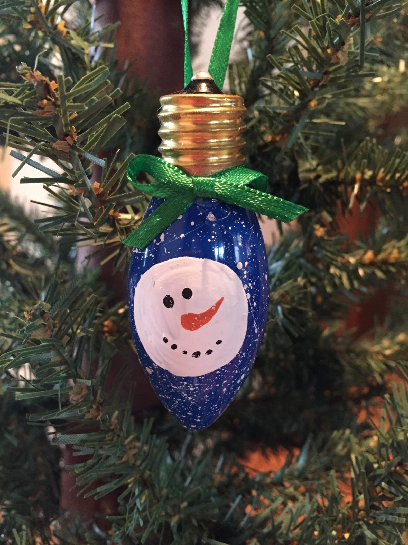 Christmas Light Bulb -snowman Face - Etsy