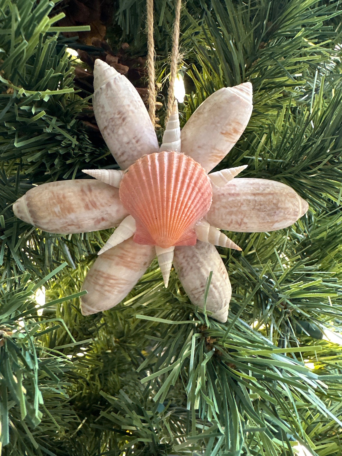 Olive, Scallop, and Augur Shell Flower Ornament - Etsy