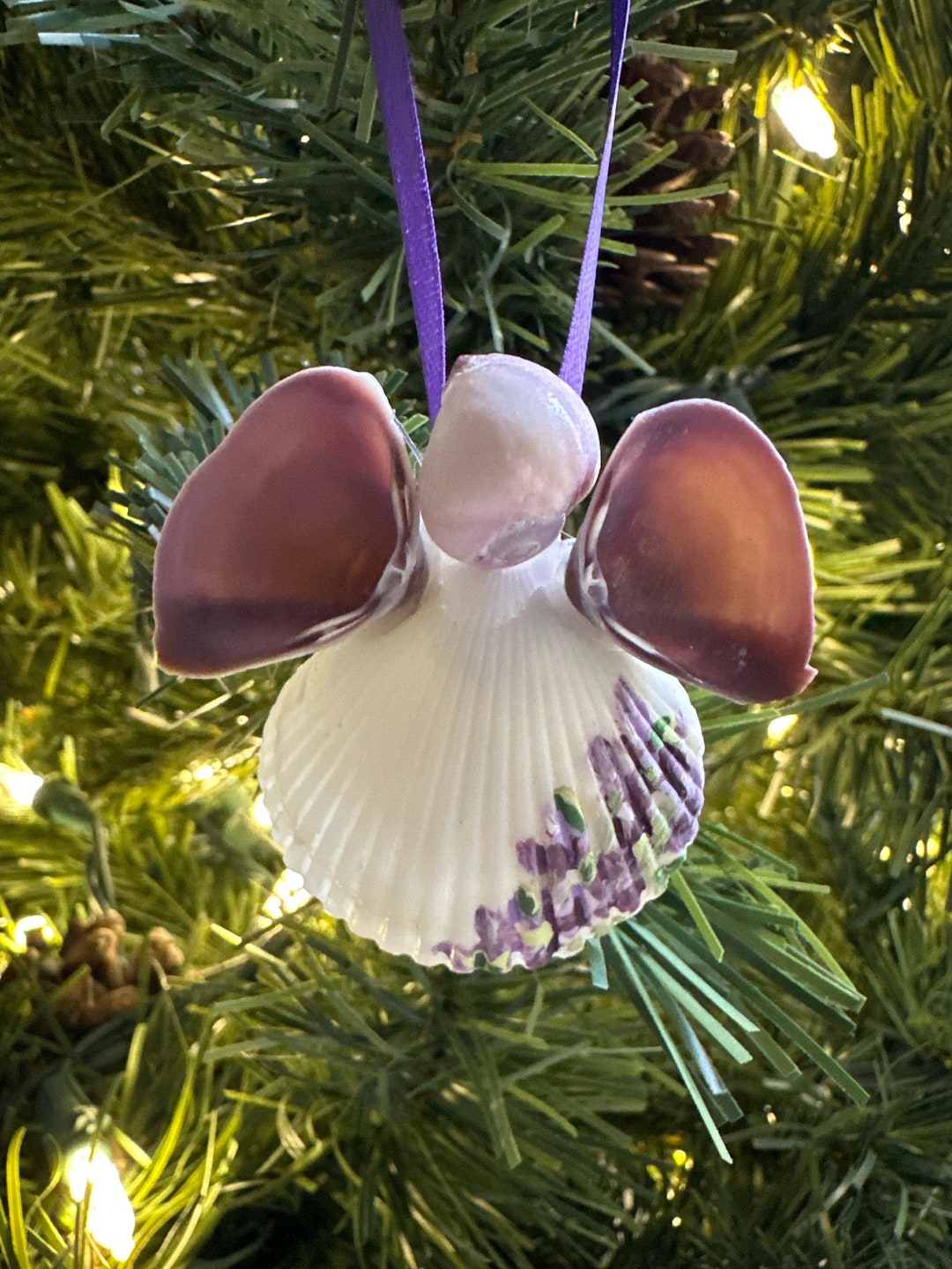 Purple Painted Flower Cockle Angel - Etsy
