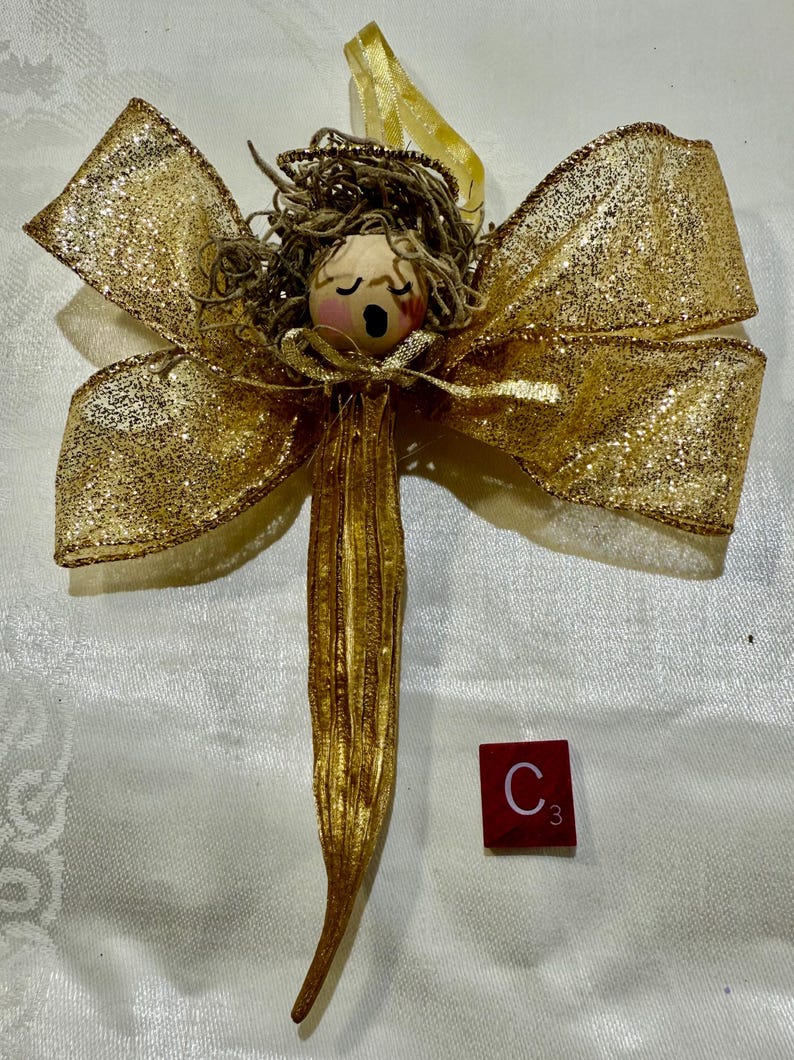 Unique~ Dried Okra Angel Ornament - Etsy