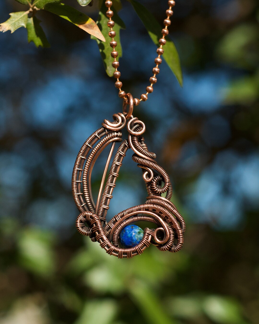 Third Eye Malachite Azurite Pure Copper Boho Wire Wrapped Unisex ...