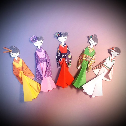 Handmade Japanese Origami Geisha Paper Doll Art Bookmarks - Etsy