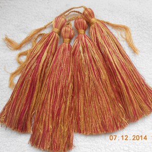 Tassels Red Rayon/ Gold Metallic Gold Rayon 6 Inches 4 Tassels - Etsy